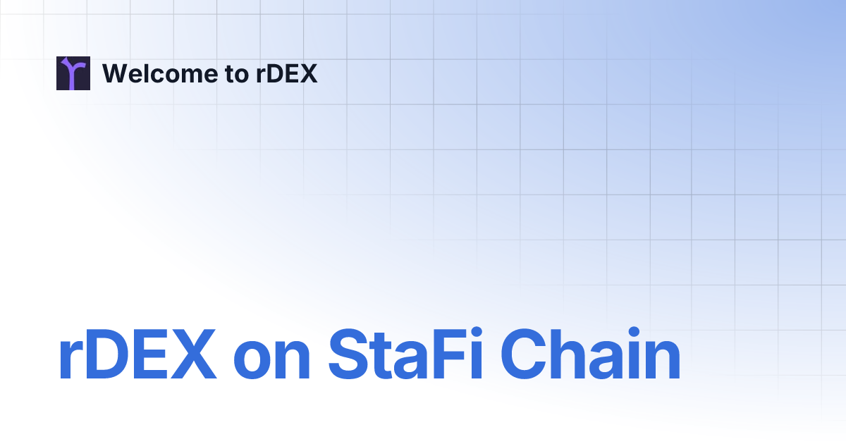 rDEX on StaFi Chain | Welcome to rDEX